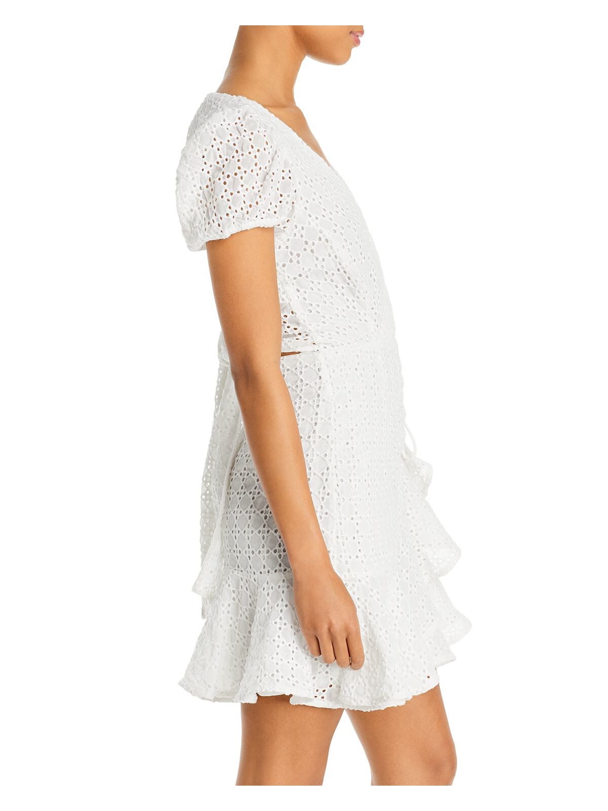 BARDOT Womens Cutout Tie-back Pouf Sleeve Short Party Fit + Flare Dress ...