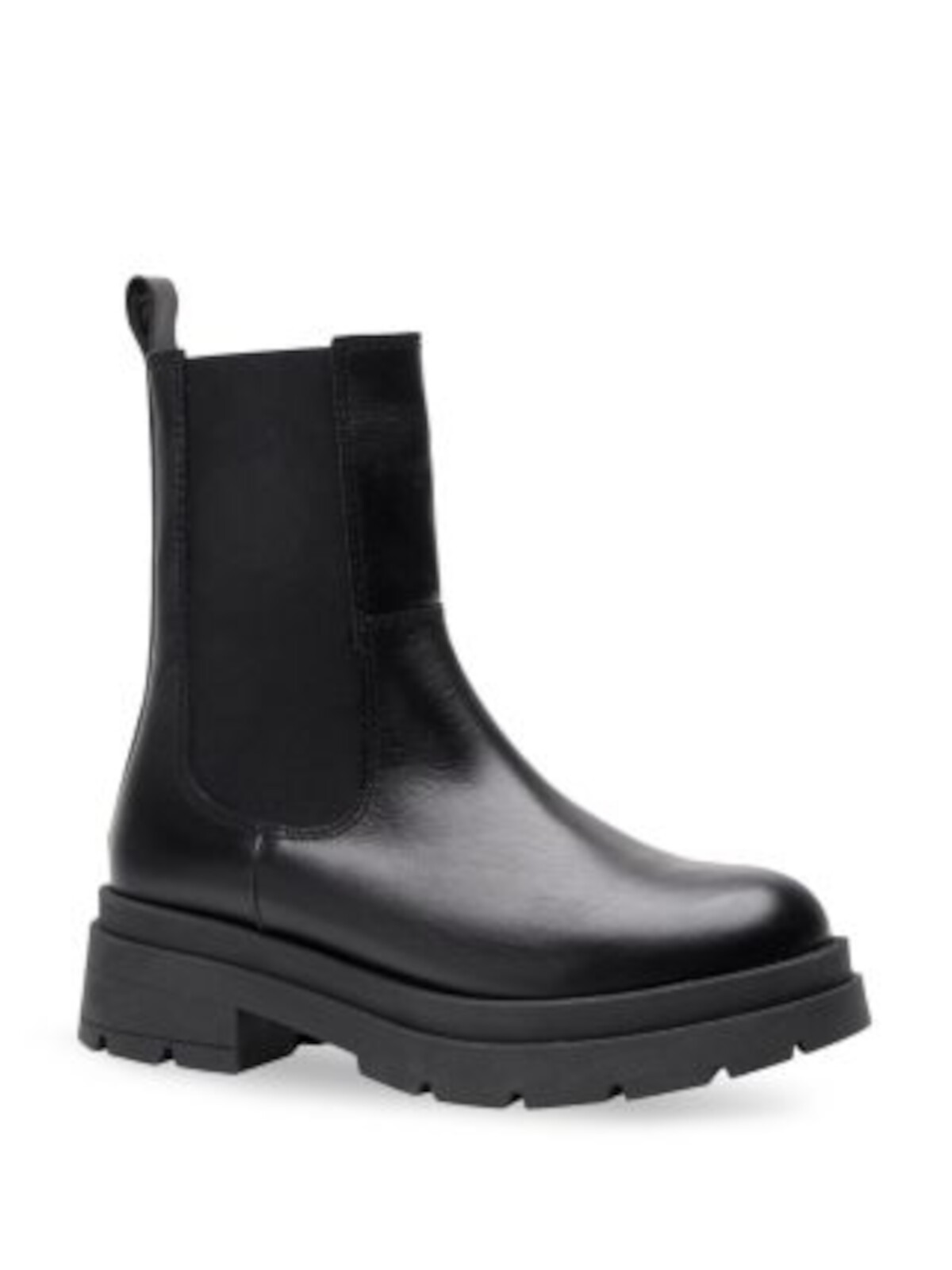 ANDRE ASSOUS Womens Black Heel Pull-Tab Monda Round Toe Leather Chelsea ...