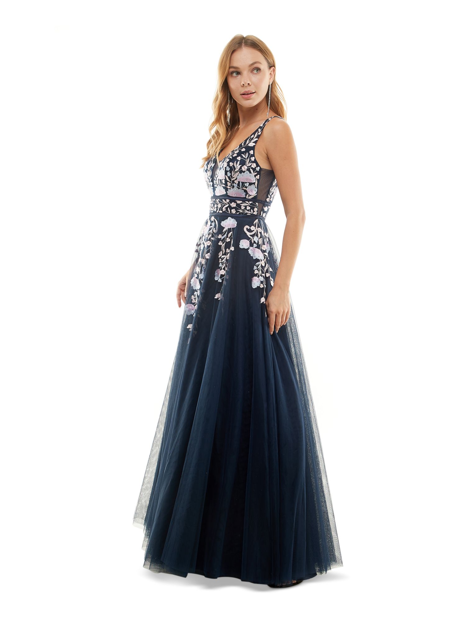 SAY YES TO THE PROM Womens Gown Sleeveless V Neck Full-Length Prom ...